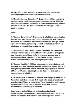 Passive income in affiliate marketing | PDF