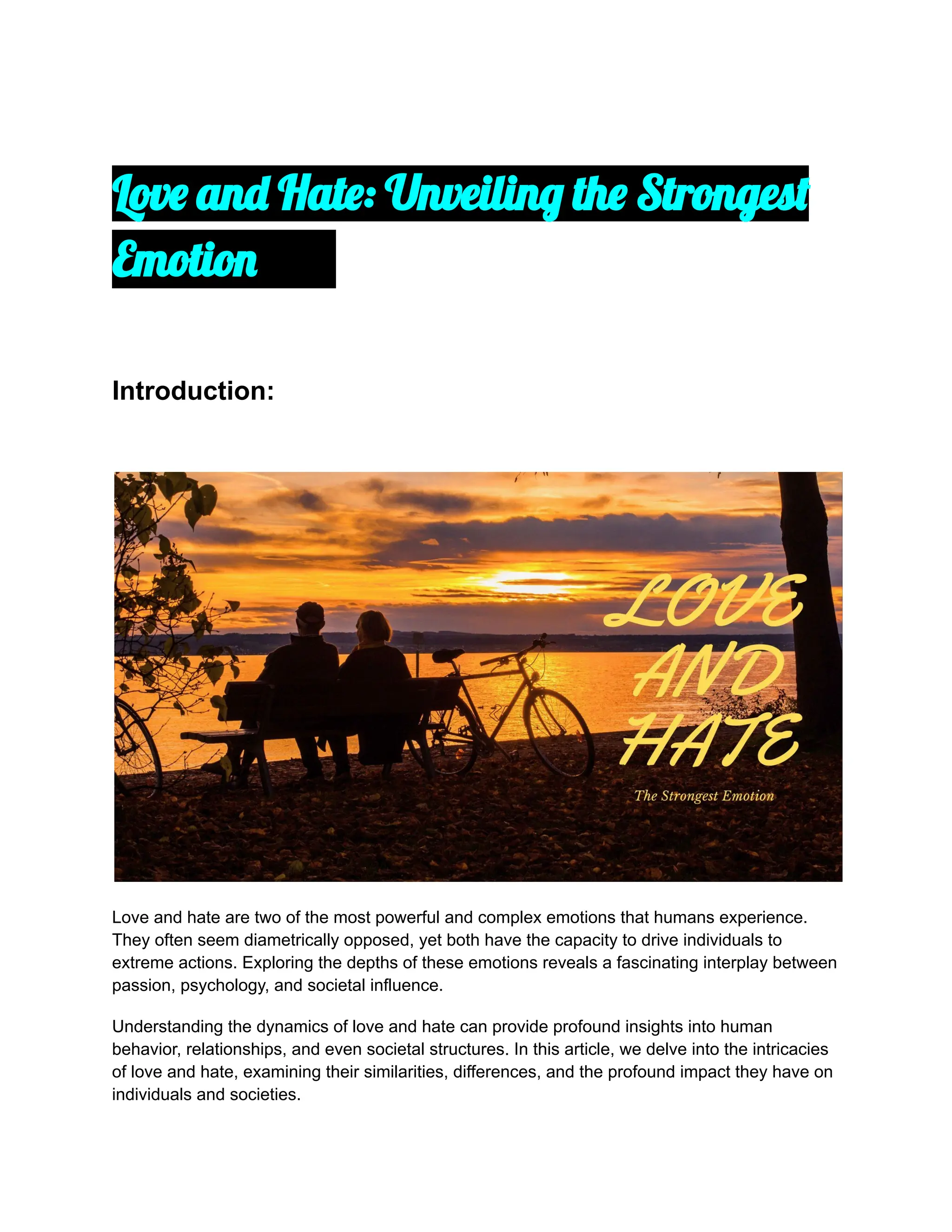 Love and Hate: Unveiling the Strongest Emotion | PDF | Dating | Family and Relationships