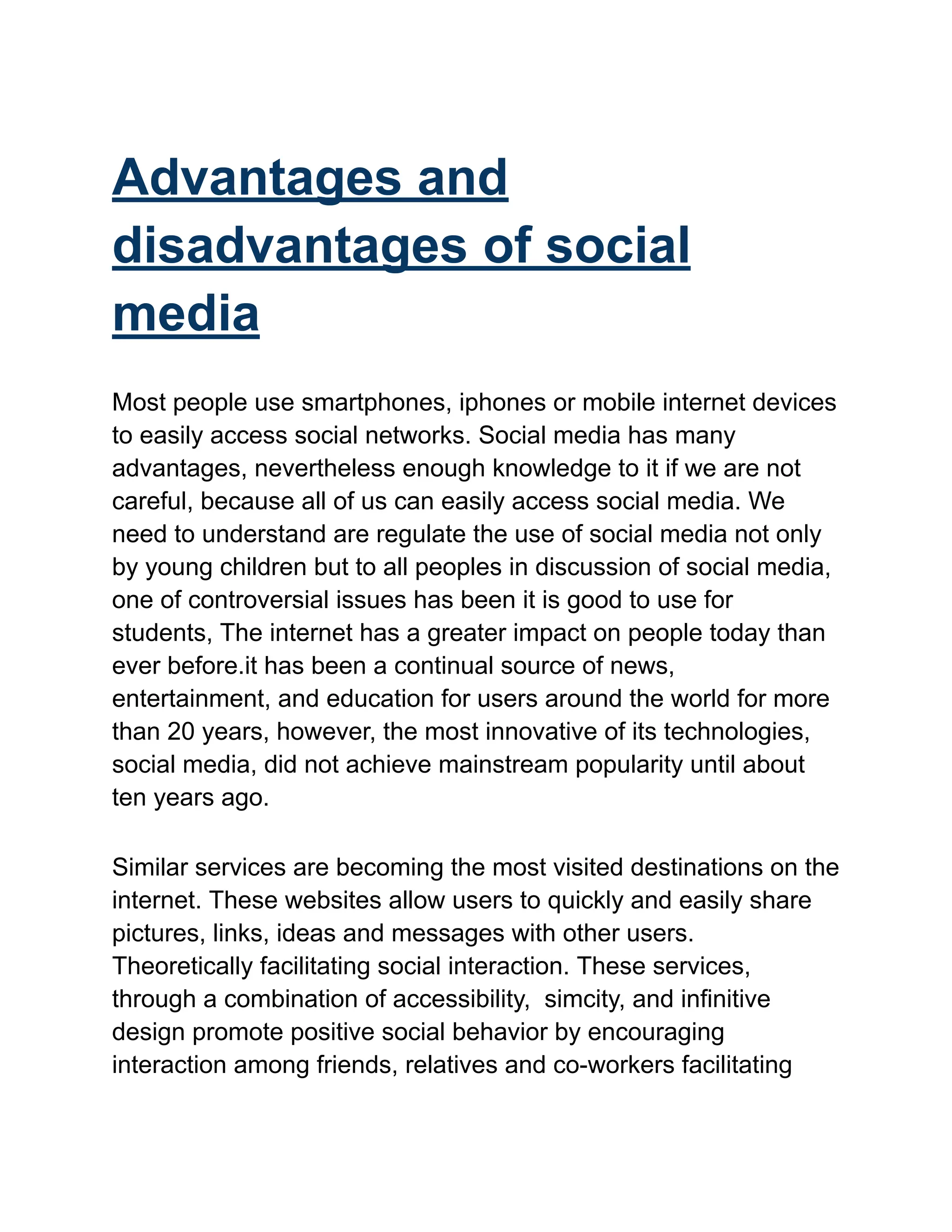 social media advantages and disadvantages | PDF