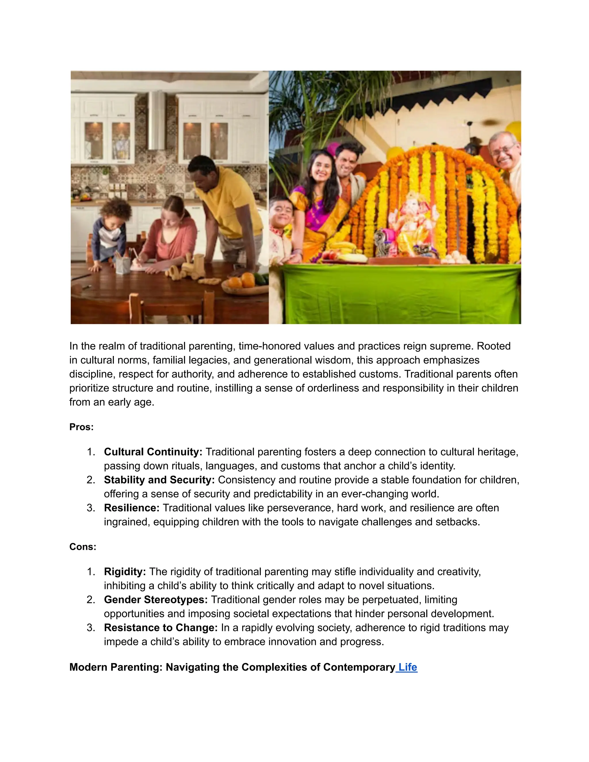 Traditional vs. Modern Parenting: Unveiling the Pros and Cons for Your Child’s Future | PDF