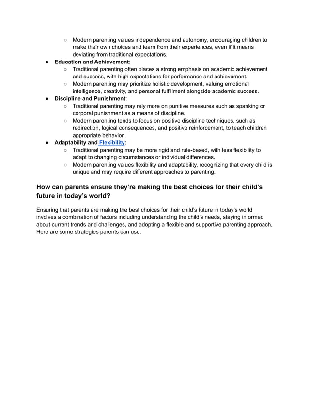 Traditional vs. Modern Parenting: Unveiling the Pros and Cons for Your Child’s Future | PDF