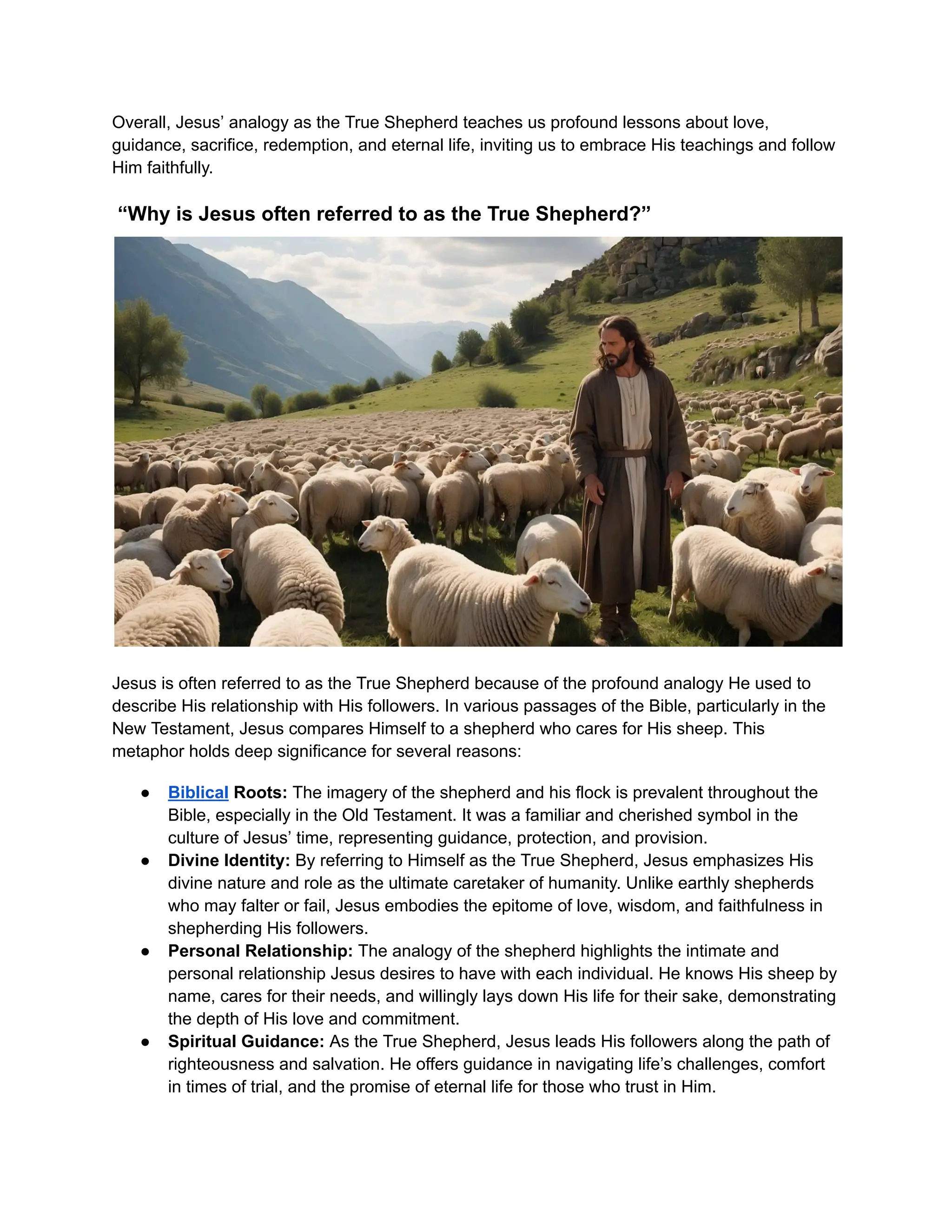 Divine Direction: Embracing Jesus’ Role as the True Shepherd | PDF