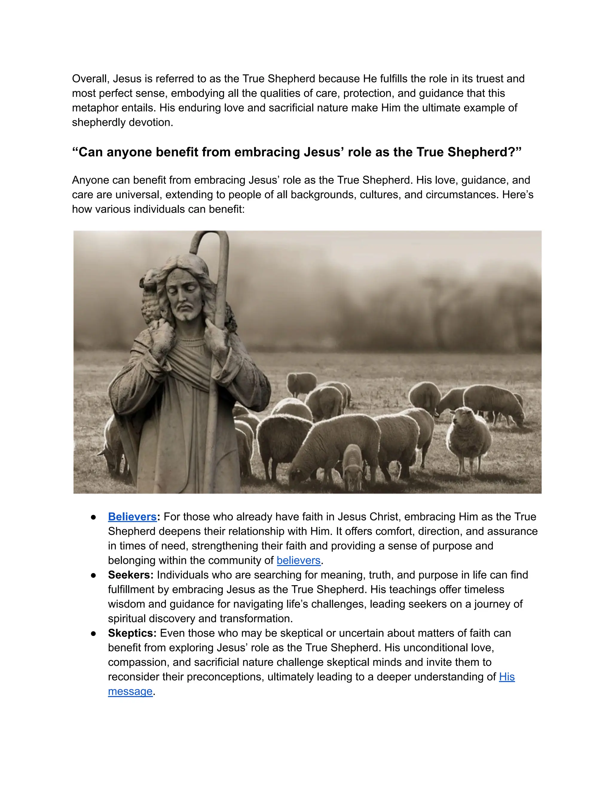 Divine Direction: Embracing Jesus’ Role as the True Shepherd | PDF
