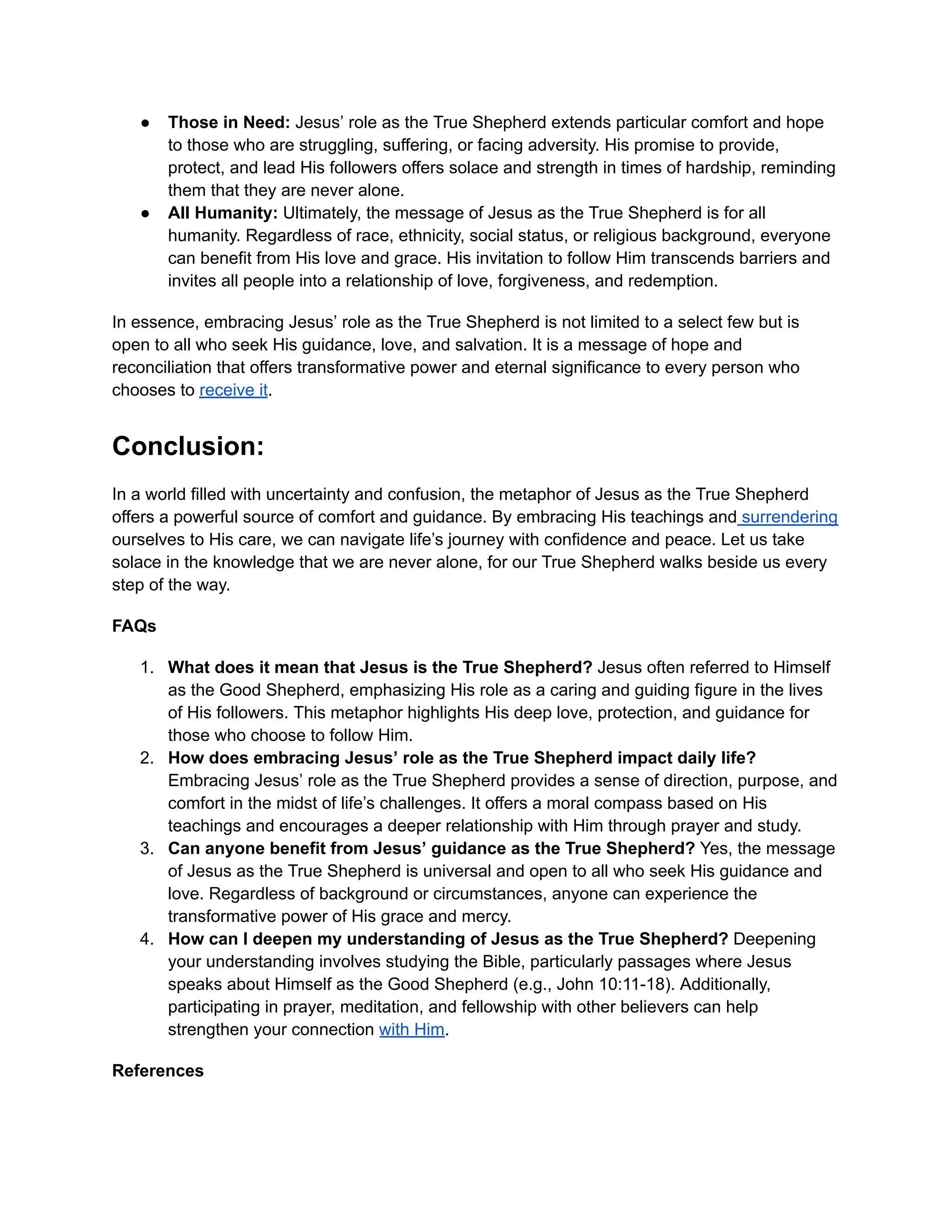 Divine Direction: Embracing Jesus’ Role as the True Shepherd | PDF