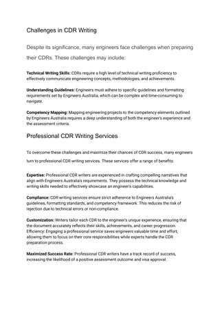 Unlocking Engineering Success: Professional CDR Writing Services | PDF ...