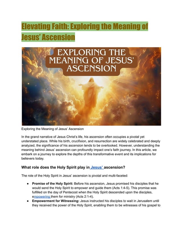 Exploring the Meaning of Jesus’ Ascension | PDF