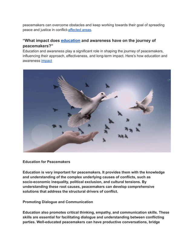 Cultivating Peace:The Journey of Peacemakers | PDF