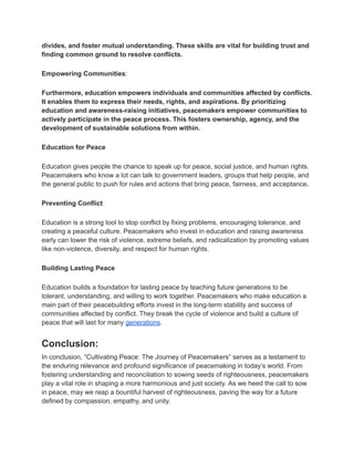 Cultivating Peace:The Journey of Peacemakers | PDF