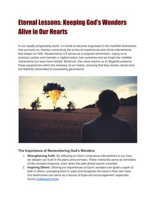 Eternal Lessons: Keeping God’s Wonders Alive in Our Hearts | PDF