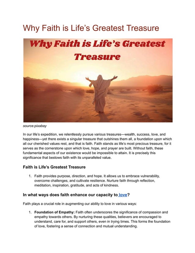 Why Faith is Life’s Greatest Treasure... | PDF | Spirituality ...