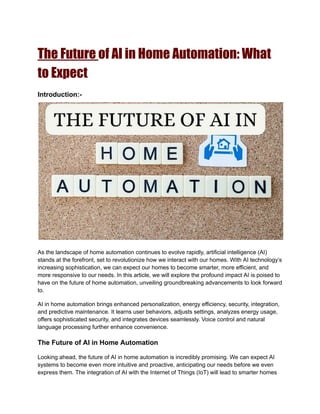 The Future of AI in Home Automation: What to Expect | PDF