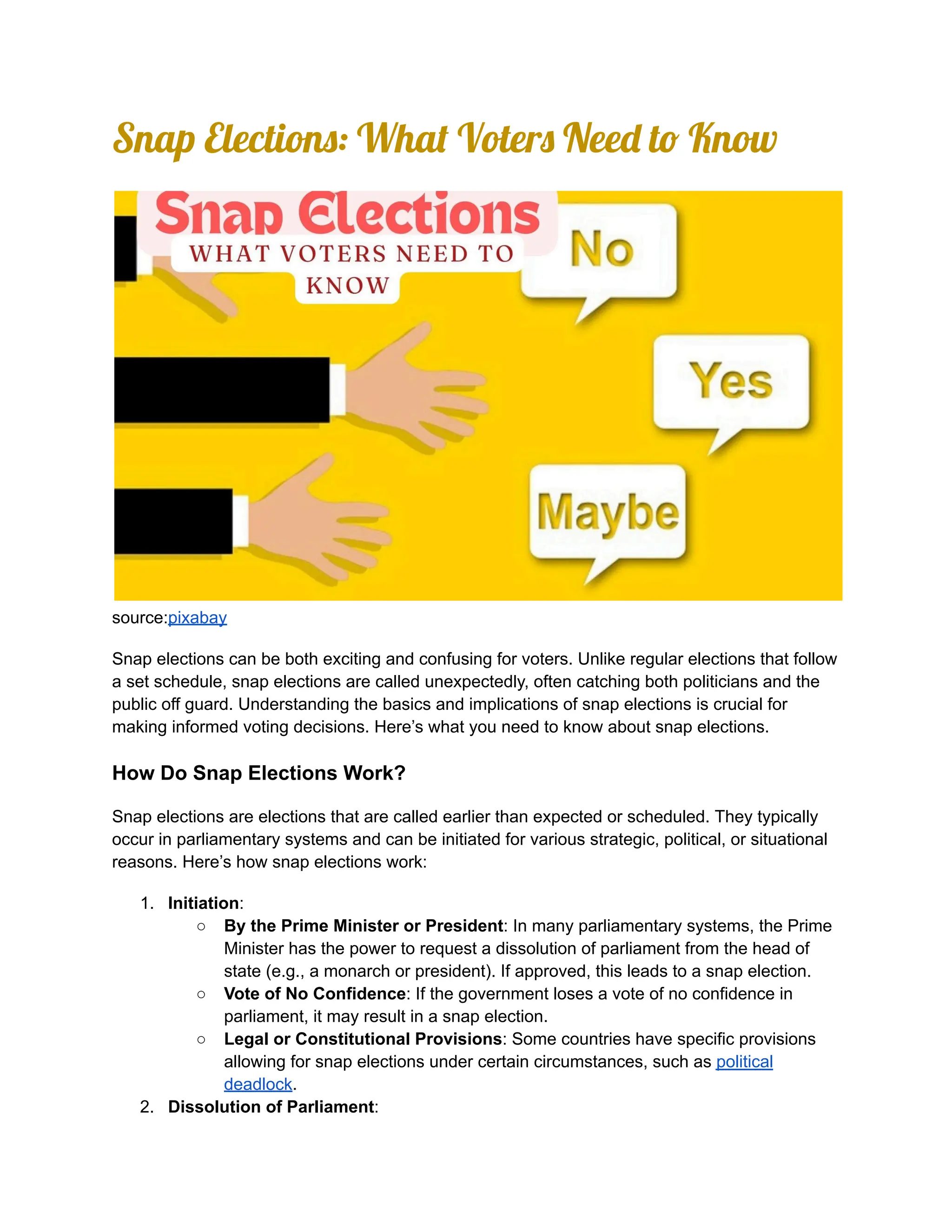 Snap Elections: What Voters Need to Know | PDF Snap Elections: What Voters Need to Know | PDF