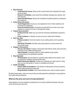 Snap Elections: What Voters Need to Know | PDF
