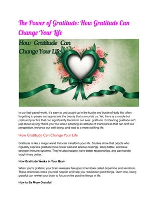 The Power of Gratitude: How Gratitude Can Change Your Life | PDF