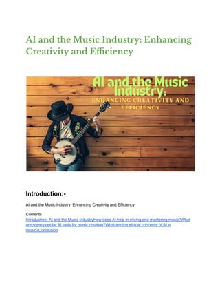 AI and the Music Industry: Enhancing Creativity and Efficiency | PDF