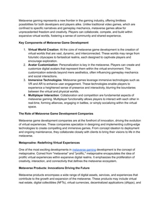 "Crafting Interactive Metaverse Games: Development Solutions" | PDF ...