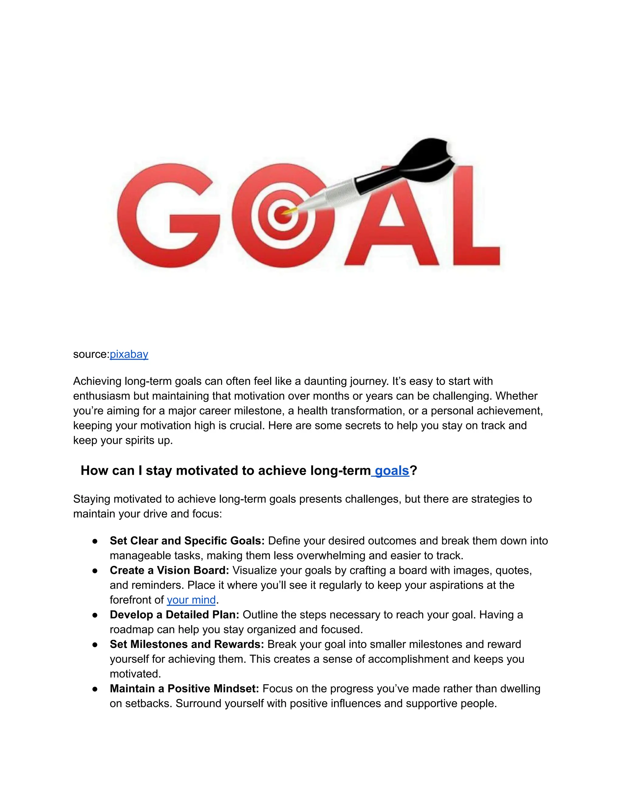 Long-Term Goals: Secrets to Keeping Your Motivation High | PDF