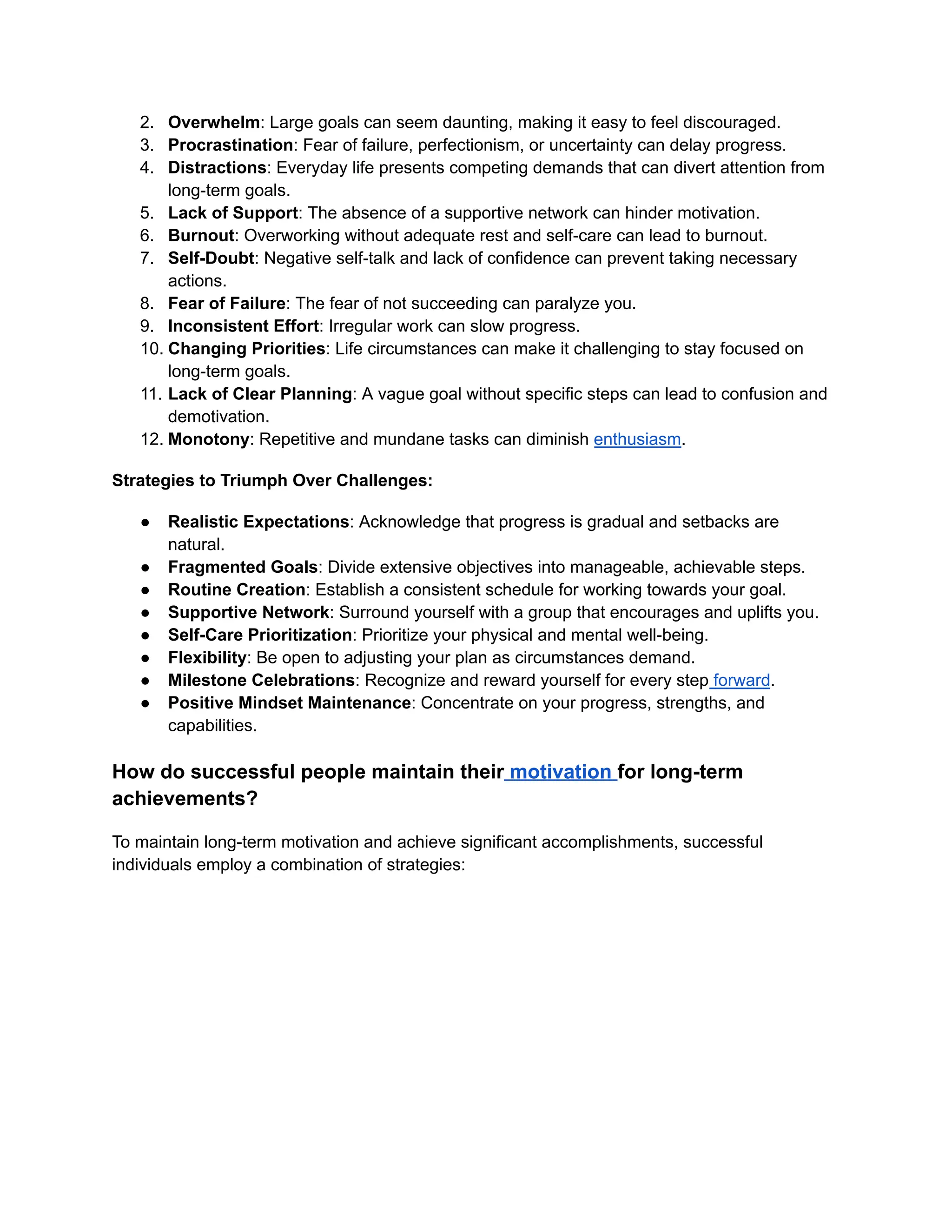 Long-Term Goals: Secrets to Keeping Your Motivation High | PDF