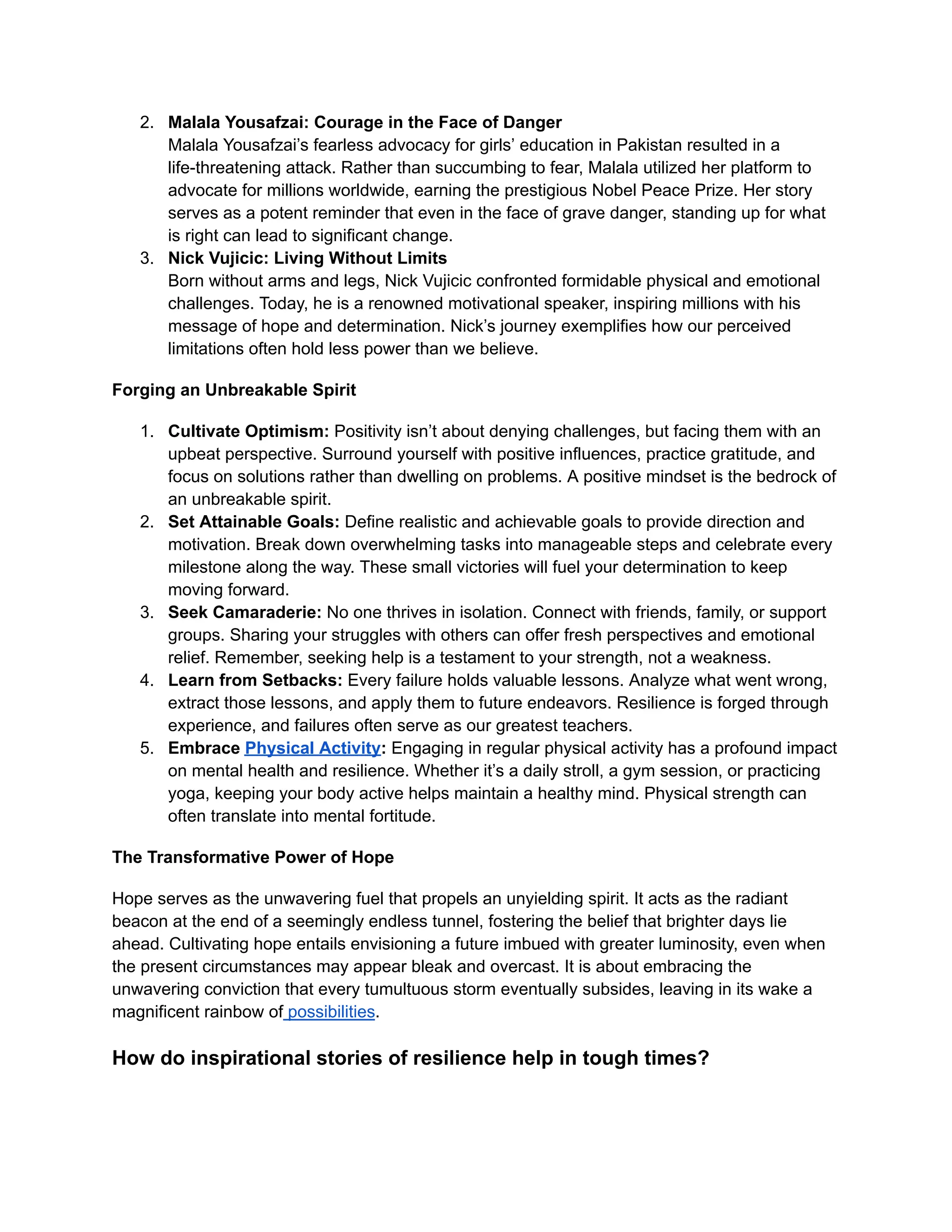 Unbreakable Spirit: Inspirational Journeys Through Tough Times | PDF