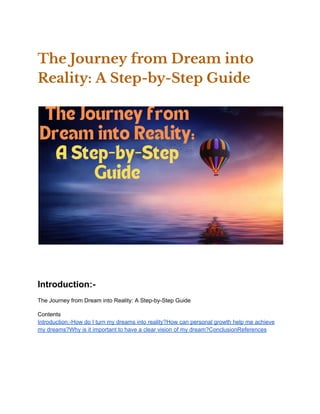 The Journey from Dream into Reality: A Step-by-Step Guide | PDF