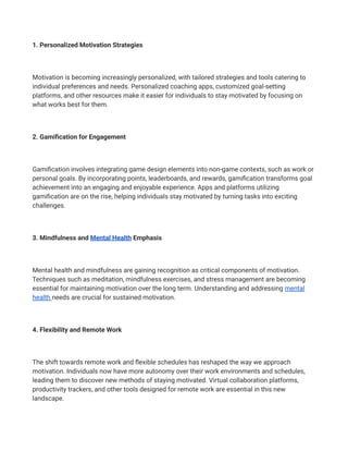 The Future of Motivation: Trends, Tools, and Techniques to Watch | PDF