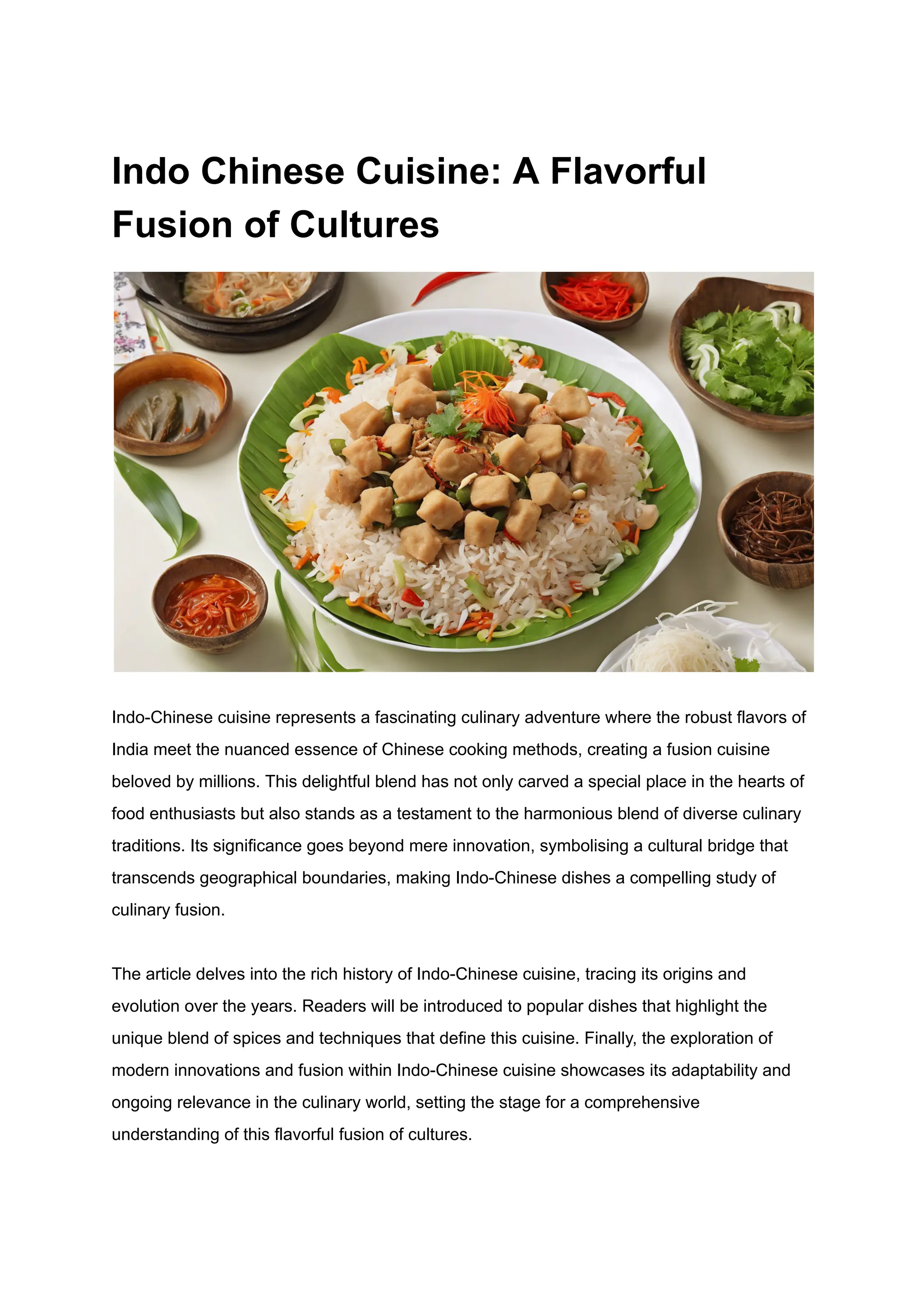 Indo Chinese Cuisine: A flavorful fusion | PDF