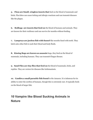 10 Vampire like Blood Sucking Animals in nature | DOCX