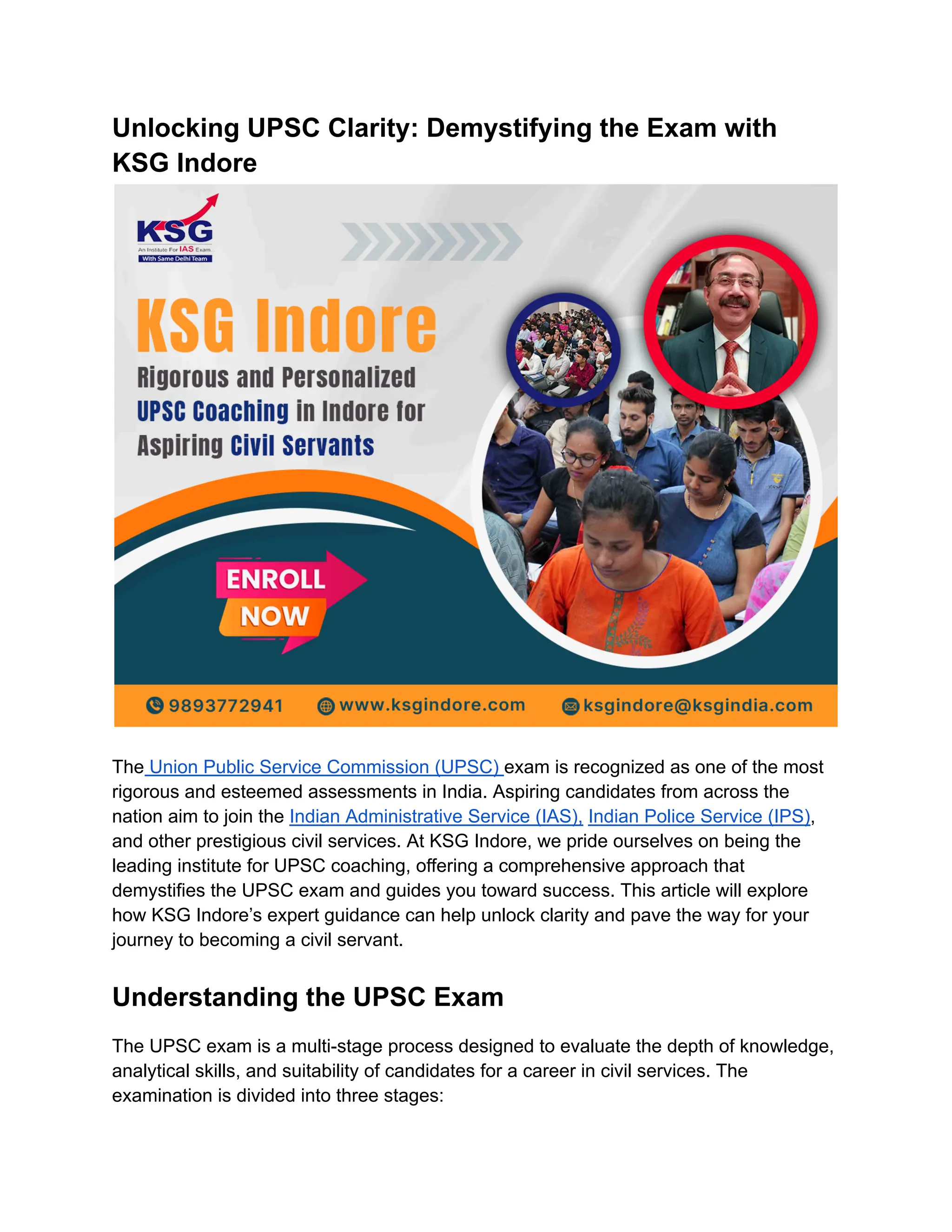 Unlocking UPSC Clarity: Demystifying the Exam with KSG Indore | PDF