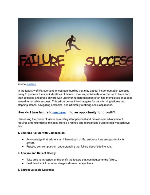 From Failure to Success: How to Move Forward and Conquer Any Obstacle | PDF