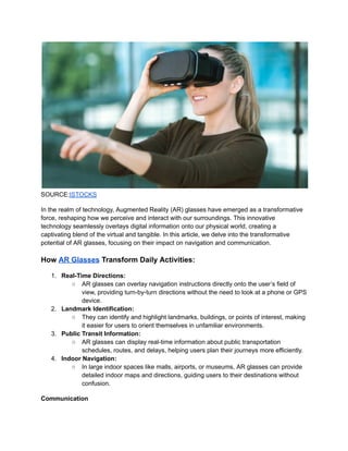 How AR Glasses Transform Daily Activities: Enhancing Navigation and ...