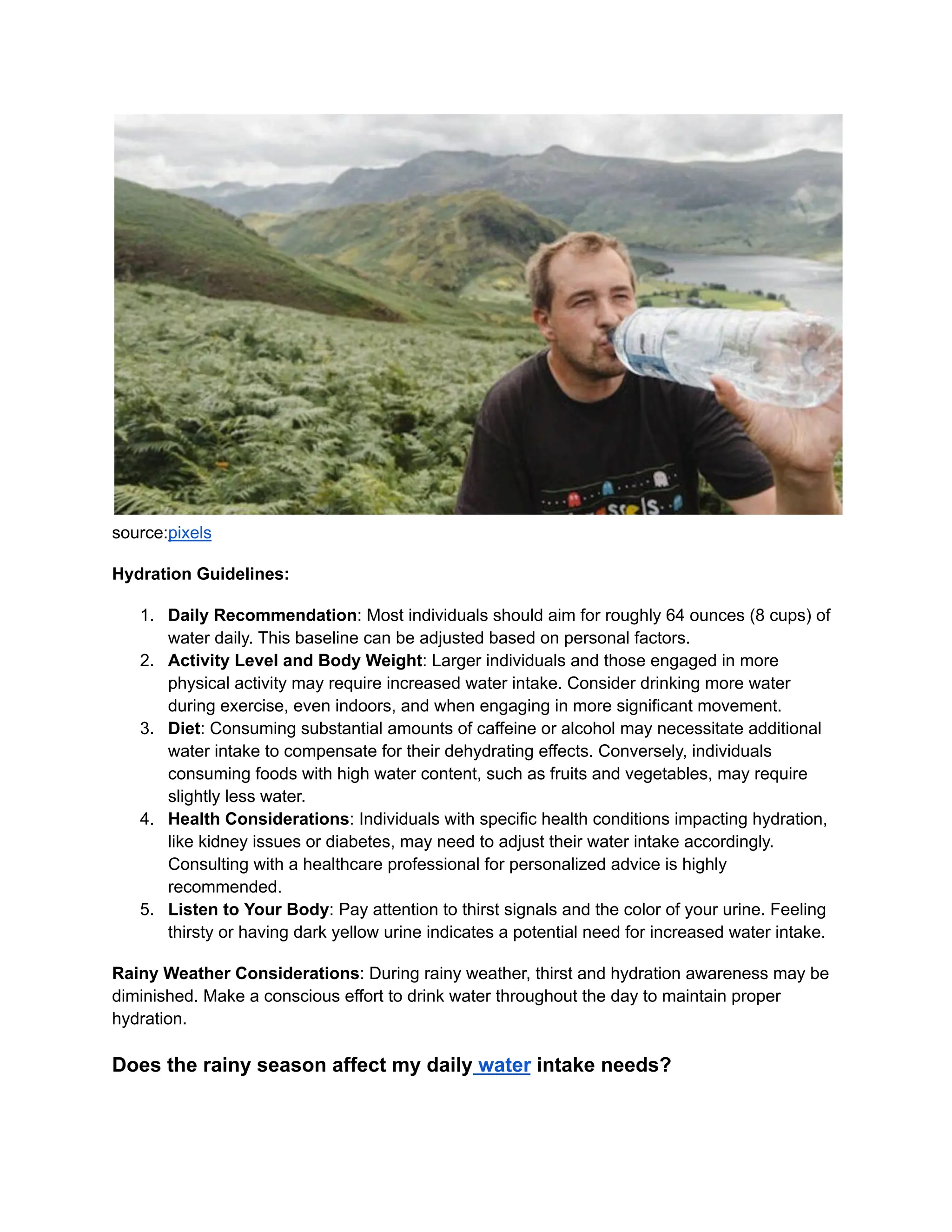 Rainy Season Hydration: How Much Water Should You Be Drinking? | PDF