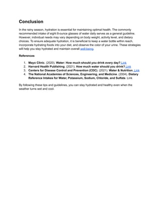 Rainy Season Hydration: How Much Water Should You Be Drinking? | PDF