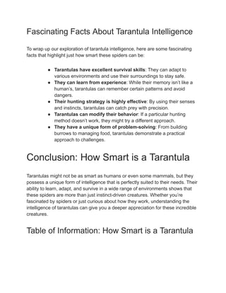 How Smart is a Tarantula? Discover 7 Surprising Facts | PDF
