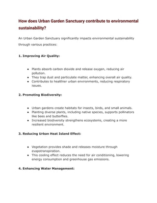 Urban Garden Sanctuary: Contributing to Environmental Sustainability | PDF