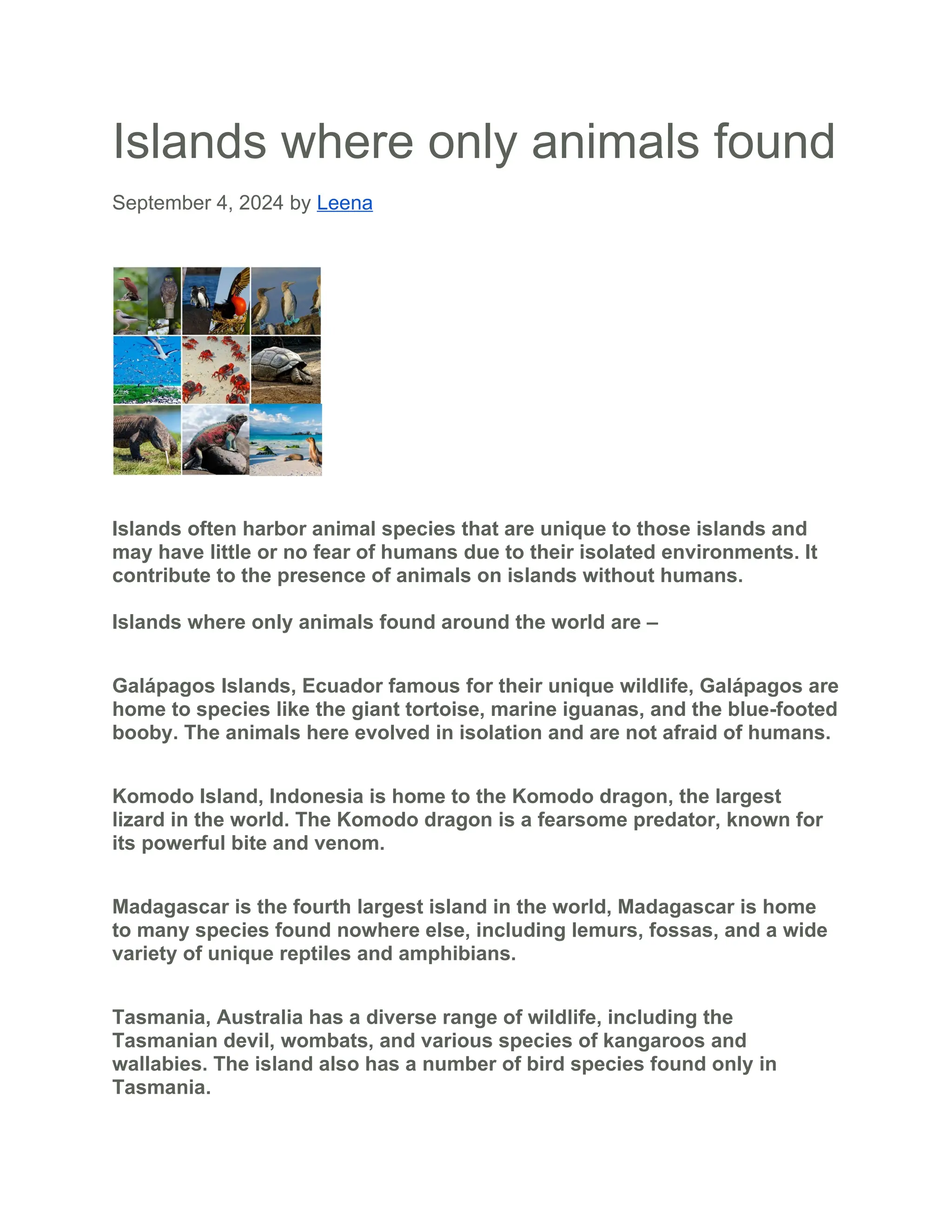 Islands where only animals found such as Komodo dragon | PDF