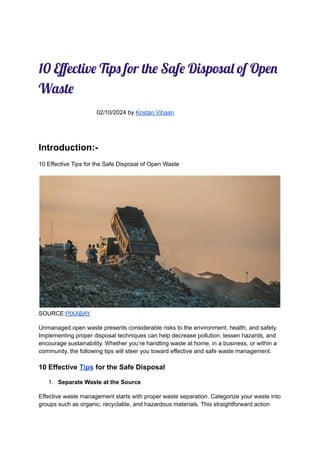 10 Effective Tips for the Safe Disposal of Open Waste | PDF
