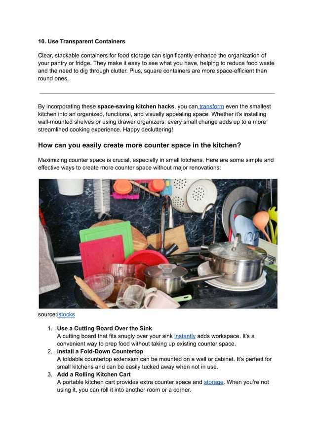 10 Space Saving Hacks For A Clutter Free Kitchen Pdf