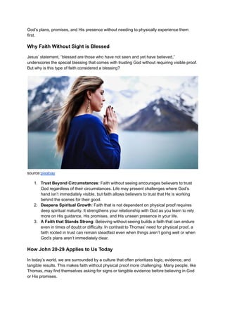 Believing Without Seeing: What John 20-29 Teaches Us About True Faith | PDF