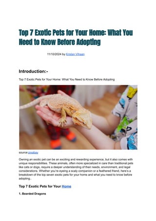 Top 7 Exotic Pets for Your Home: What You Need to Know Before Adopting ...