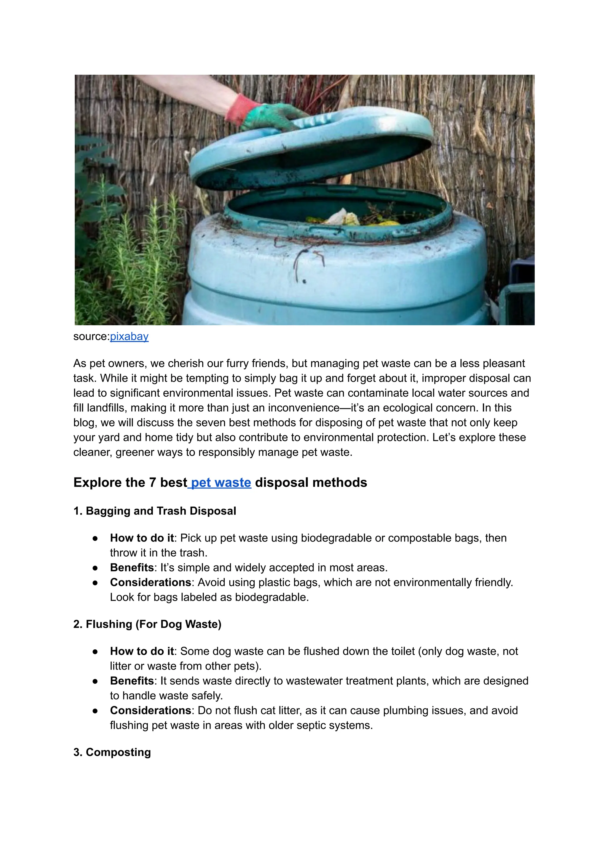 7 Best Pet Waste Disposal Methods: A Cleaner and Greener Approach" | PDF