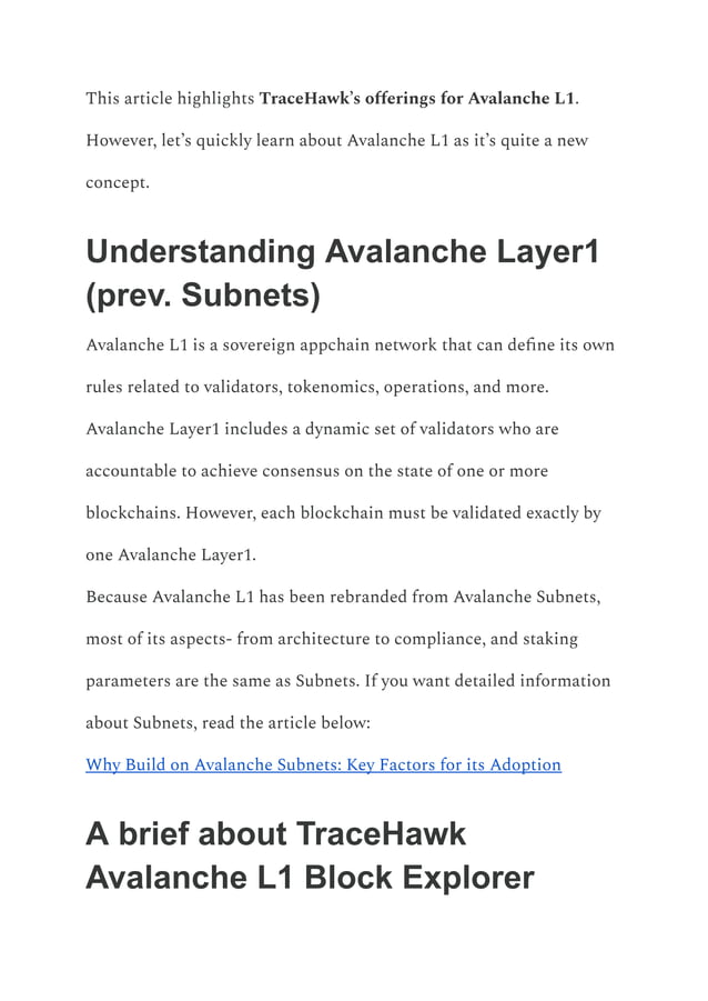 TraceHawk for Avalanche L1s: Your Go-To Explorer for Subnet ...