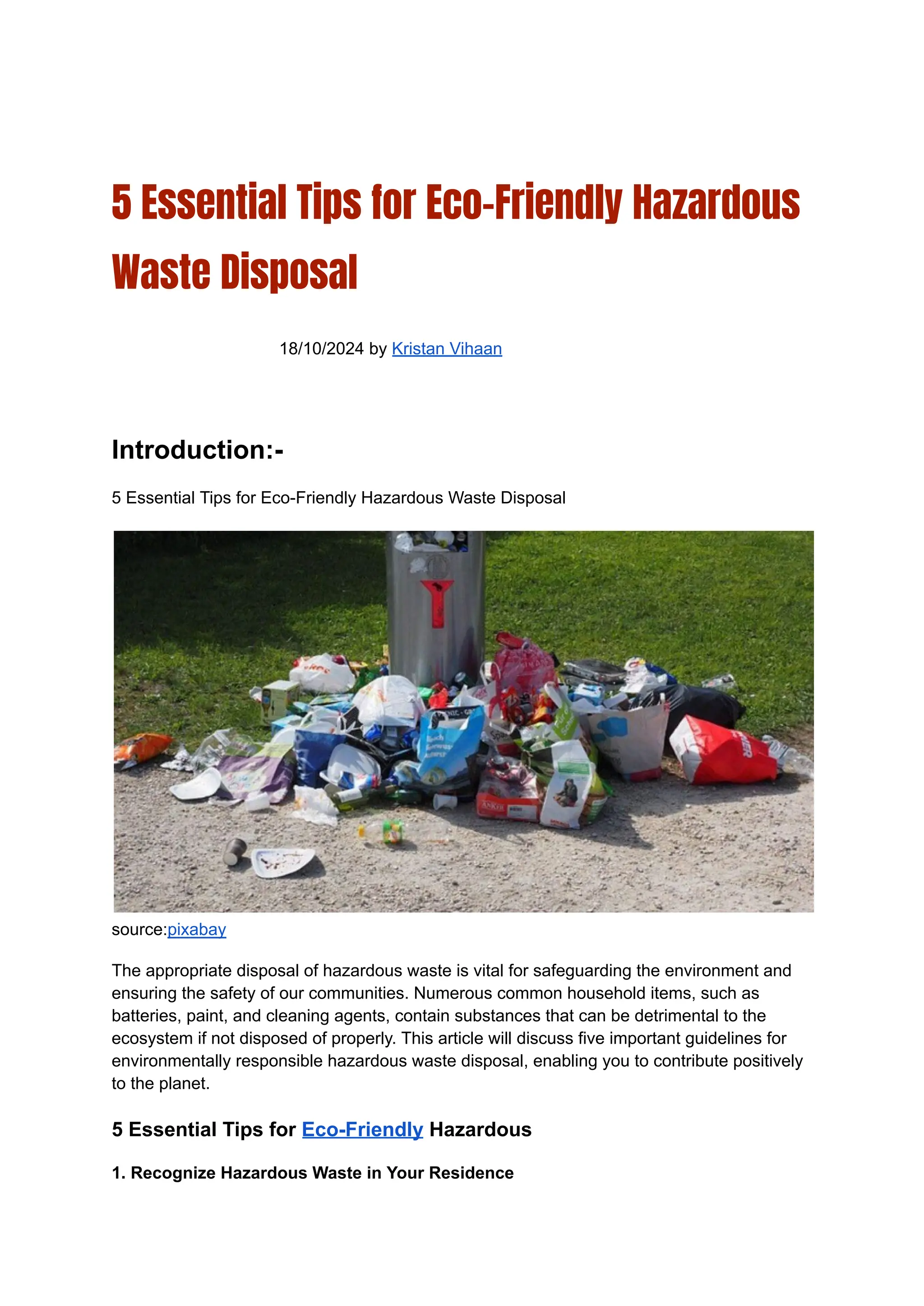 5 Essential Tips for Eco-Friendly Hazardous Waste Disposal | PDF