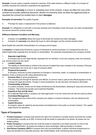 business law pdf bba second year unit 1-2 all important questions | PDF