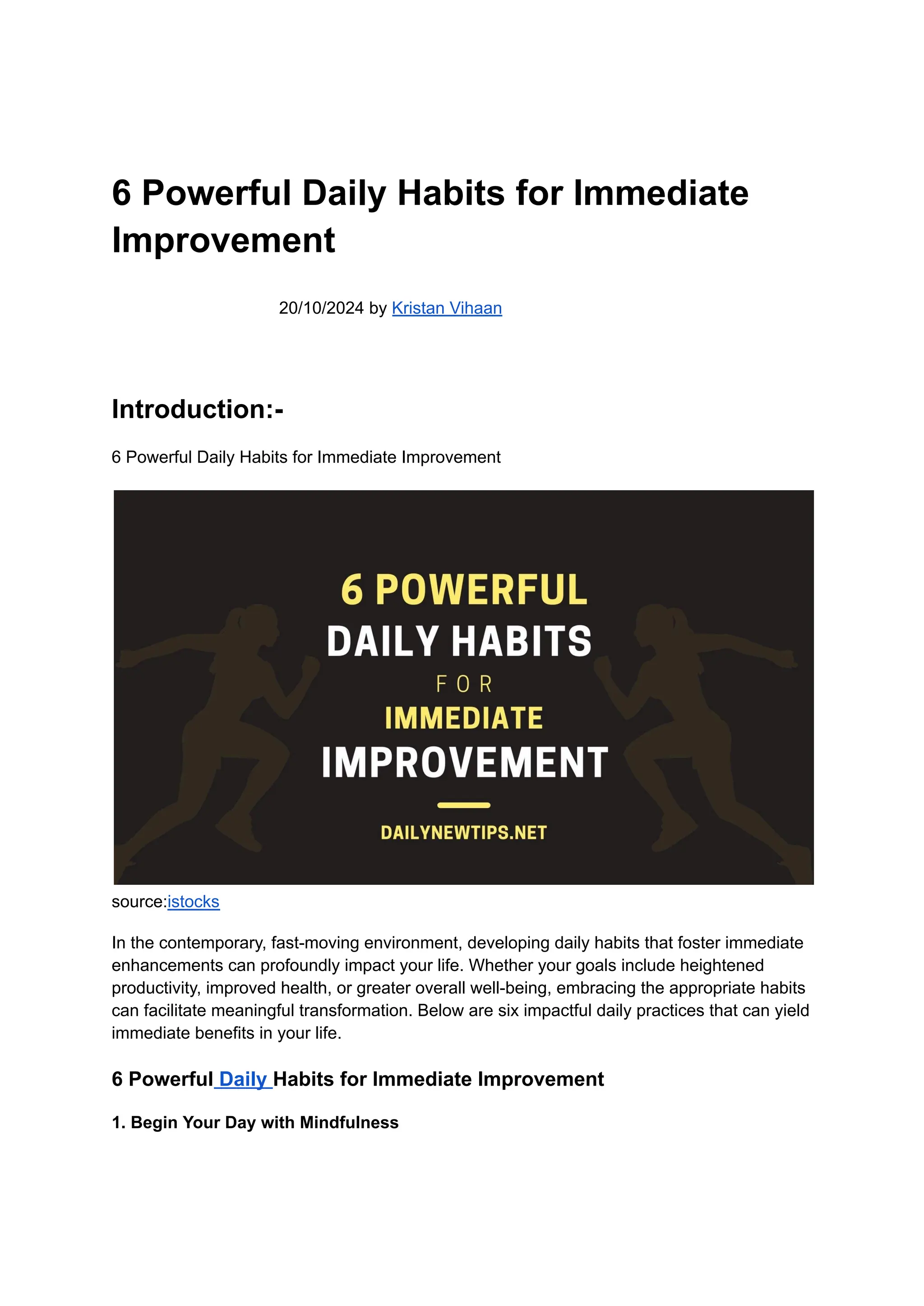 6 Powerful Daily Habits for Immediate Improvement | PDF