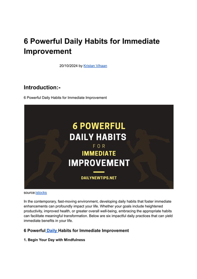 6 Powerful Daily Habits for Immediate Improvement | PDF