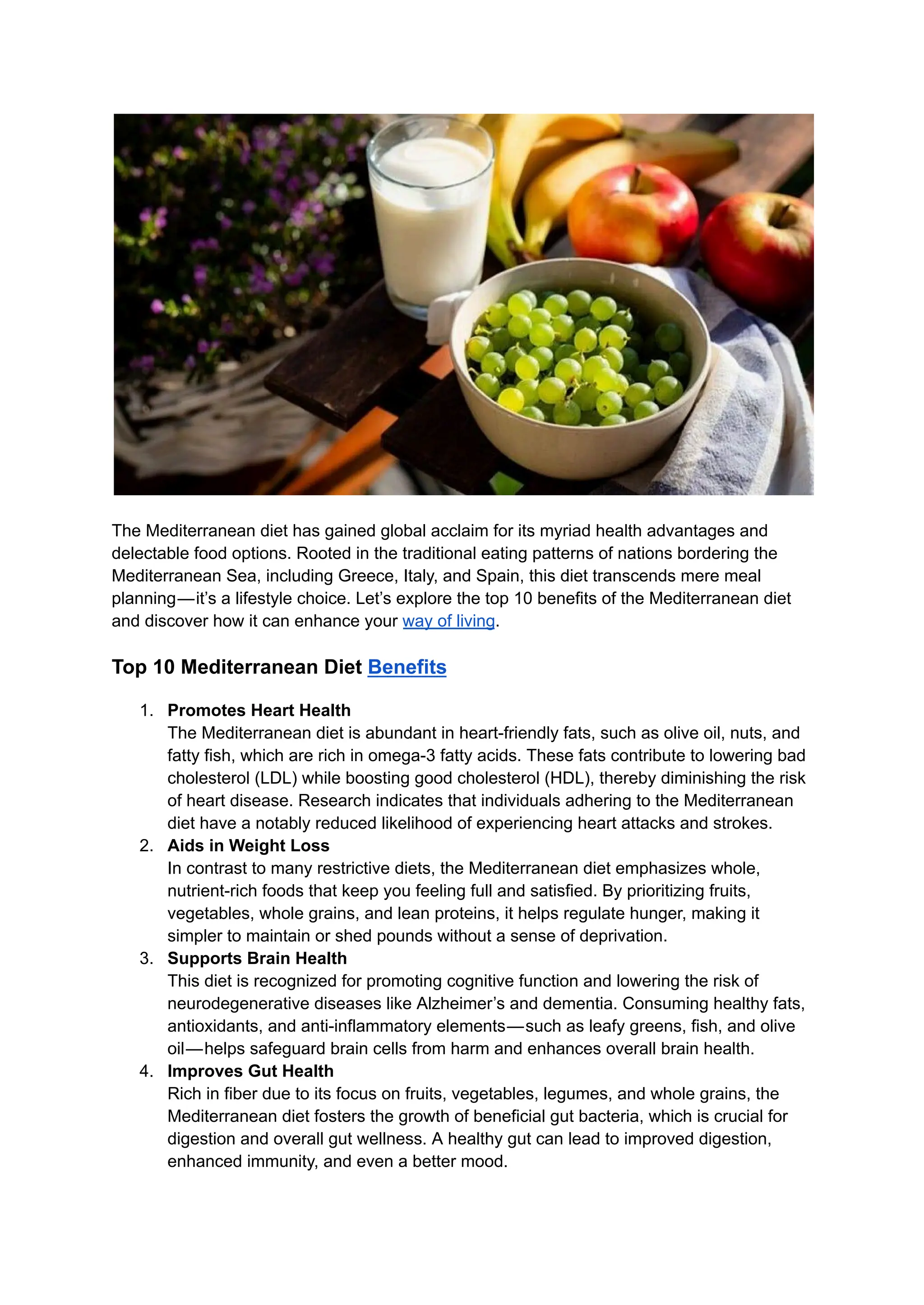 10 Mediterranean Diet Benefits That Will Transform Your Lifestyle | PDF