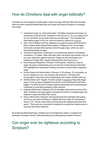 4 Biblical Lessons on Anger and Righteousness | PDF | Christianity ...