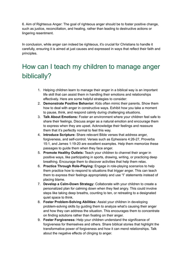 4 Biblical Lessons on Anger and Righteousness | PDF | Christianity ...