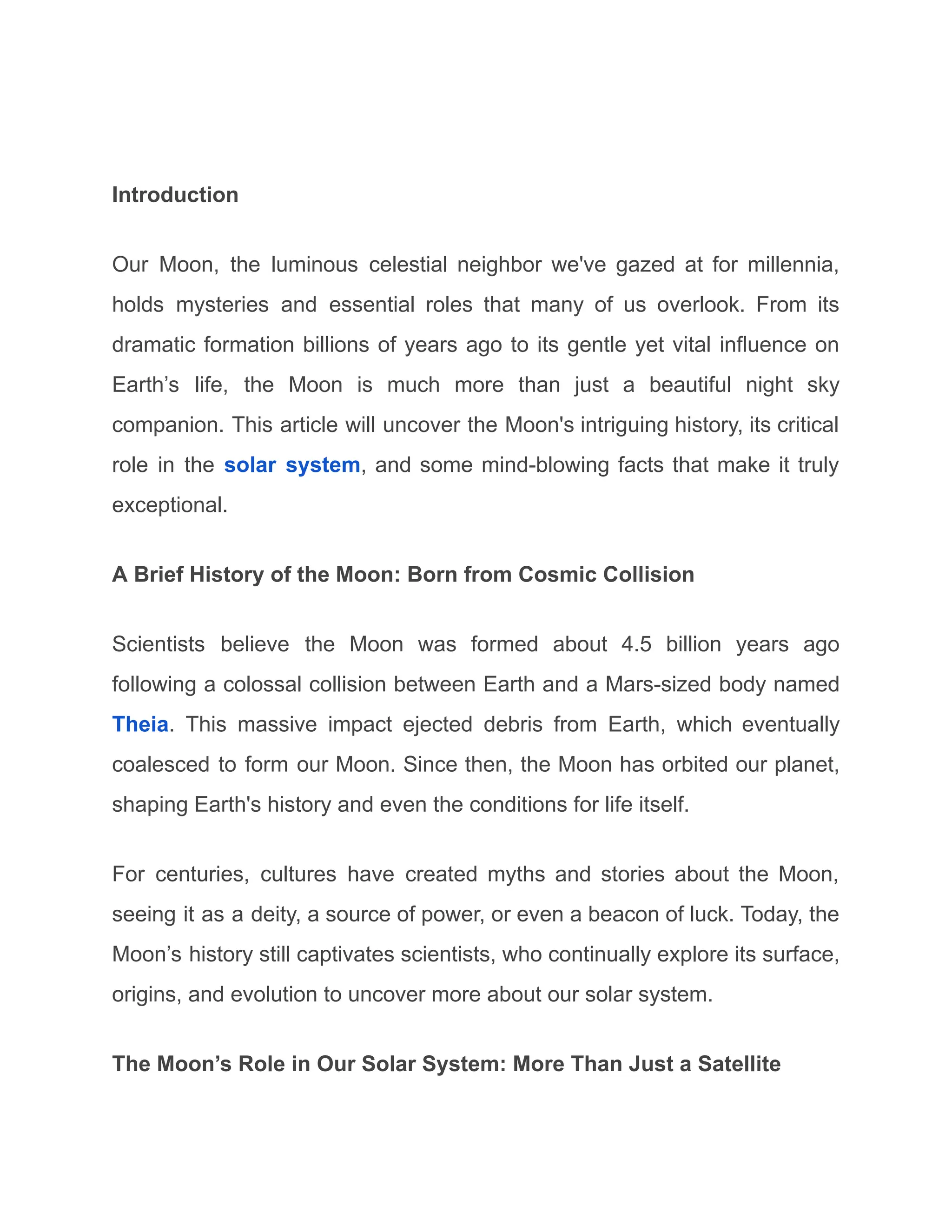 The Moon: Its Mysterious Past, Vital Role in Our Solar System, and How ...