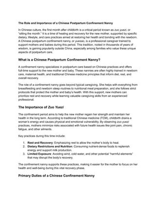 Chinese postpartum confinement nanny with love | PDF